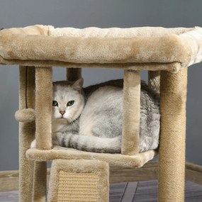 PawHut Škrabací sloup 57 cm Malý kočičí strom s kočičí jeskyní, odpočinkovou platformou, škrabacím panelem, hracím míčem, kočičí nábytek pro kočky do…