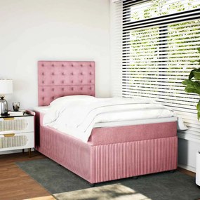 Box spring postel s matrací růžová 120 x 200 cm samet 3294627