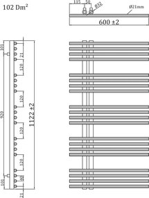 Sapho Nympha otopné těleso 600 x 1122 mm chrom 1805-15