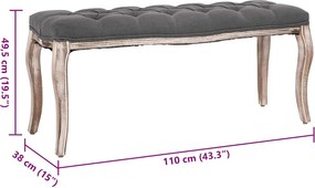 Lavice se lněným čalouněním 110 x 38 x 48 cm tmavě šedá 245360