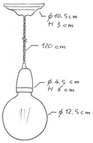 creative cables Závěsná lampa se spirálovým textilním kabelem a bílými detaily z porcelánu Barva: Bílá-Tc63