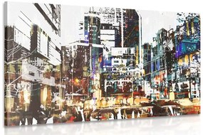 Obraz abstraktní panoráma města - 90x60 cm