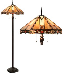 Béžovo-hnědá stojací lampa Tiffany Tippia - Ø 40x161 cm E27/max 2*60W