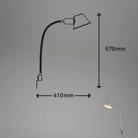 Briloner 2079-014 - Nástěnná flexibilní lampa 1xE27/10W/230V stříbrná