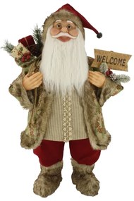 Dekorace Santa Claus Krémově-bordový 80cm