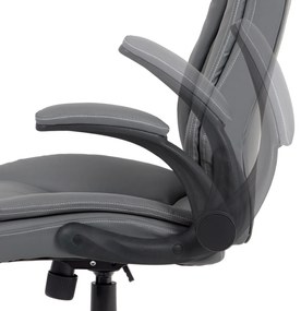 Kancelářská židle, potah šedá ekokůže, černý kovový kříž, houpací mechanismus