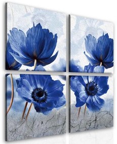 Malvis ® Čtyřdílný obraz modrý mák Velikost (šířka x výška): 60x60 cm