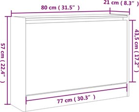 vidaXL Botník 80 x 21 x 57 cm kompozitní dřevo [839913] Barva: hnědý dub