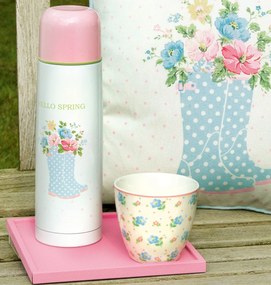 GREEN GATE Latte cup Rosalia White 300 ml, modrá barva, porcelán 300ml