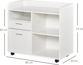 Stojan na tiskárnu Vinsetto - Mobilní organizační jednotka do kanceláře - 80D x 40Š x 72V cm Bílý dřevo | Aosom