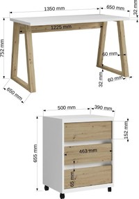 ADRK Furniture Stůl s kontejnerem IWO I DE-Iwo-I-W+ART-T021