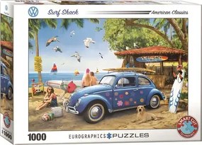 EUROGRAPHICS Puzzle VW Brouk a surfaři / 1000 dílků / 68 x 48 cm