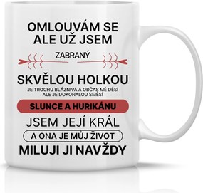 ZABRANÝ SVĚLOU HOLKOU - klasický bílý keramický hrníček 300 ml