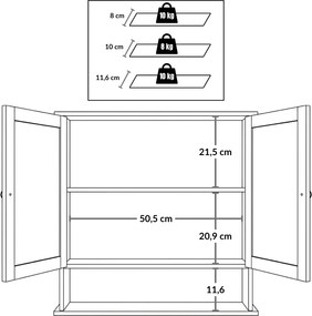 Závěsná koupelnová skříňka se zrcadlem LUMA, 56 x 13 x 58 cm