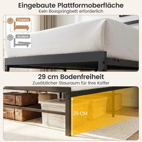 Costway Rám postele s LED osvětlením a nabíjecí stanicí Rám na platformě