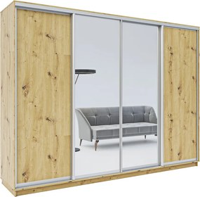 VerDesign GOMMA š300/v240 šatní skříň se zrcadlem, dub Artisan