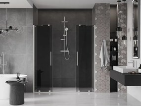 Mexen Velar Duo, posuvné sprchové dveře do otvoru 170 cm, 8mm šedé sklo, broušená ocel, 871-170-000-42-97