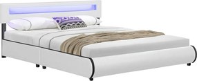 Juskys Čalouněná postel Sevilla s LED osvětlením Barva: tmavě šedá, Velikost: 140 × 200 cm