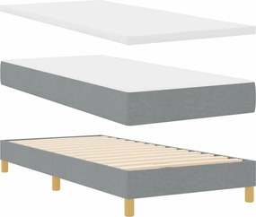 Postel s boxspringem s čelo Světle šedá 90 x 200 cm textil 3340192
