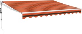 Automatická zatahovací markýza oranžová a hnědá 3,5 x 2,5 m 3154492