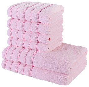 Sada 6 kusů bavlněných osušek a ručníku Elmas růžová EMI