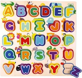 BINO Vkládací puzzle Anglická abeceda se zvířátky / Dřevo / od 18 měsí