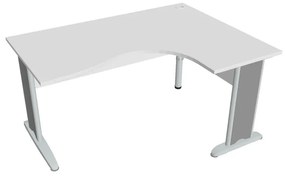 Stůl ergo vlna levý 160×120/80 cm - Hobis Cross CE 2005 L Dekor stolové desky: bílá, Dekor lamino podnože: bílá, Barva nohou: Stříbrná