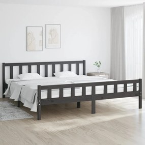 Rám postele šedý masivní dřevo 200 x 200 cm - Default Title