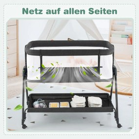 Costway Baby Co-Sleeper Skládací přenosná dětská postel tmavě
