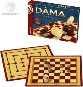BONAPARTE DŘEVO Hra Dáma + Mlýn 2v1 *SPOLEČENSKÉ HRY* bn07697