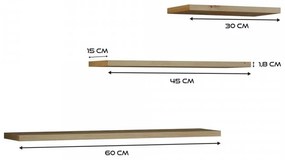 FALCO Sada 3 poliček Tara dub artisan