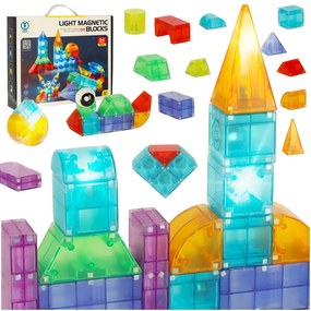 Creative Corner 3D stavební magnetické kostky LED svítící 64 kusů