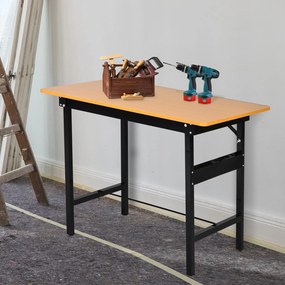 HOMCOM Skládací pracovní stůl s pravítkem Nosnost 100 kg 100x60x75,5 cm Přirozená a černá