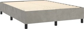 Box spring postel s matrací a LED světle šedá 140x190 cm samet 3139739