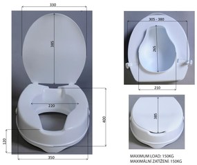 Ridder HANDICAP WC sedátko zvýšené 10cm, bez madel, bílá - A0071001