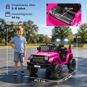 AIYAPLAY Elektrické auto pro děti 3+ let, bateriově poháněné 12V s dálkovým ovládáním, nastavitelnou rychlostí, USB, reflektory a klaksonem, růžové f…