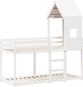 Patrová postel se střechou bílá 80x200 cm masivní borové dřevo 3281995