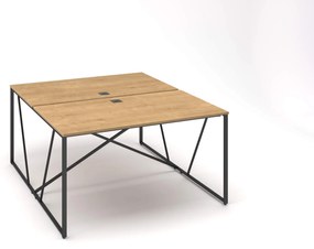 Psací stůl Dvoumístný Lenza PROX 138/80 Dekor stolové desky: dub Hamilton, Barva podnože: černá