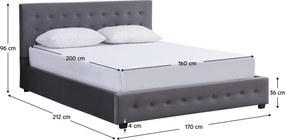 Postel MINDY s úložným prostorem, 160x200, šedá Kondela 0000399607
