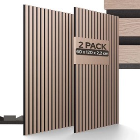 AREBOS Akustické panely, sada 2 ks – ořech