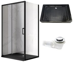 BPS-koupelny Obdélníkový sprchový kout HYD-OK103B 110x80 černý/transparent + vanička HYD-OSV-SXL03D černá