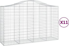 Klenuté gabionové koše 11ks 200x50x120/140cm pozinkované železo 3145670