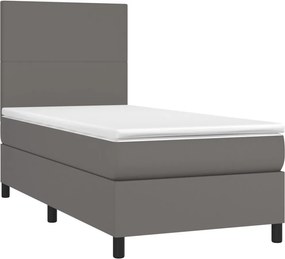 Box spring postel s matrací šedá 100x200 cm umělá kůže 3142711