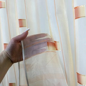 Voálová záclona SANDRA s olůvkem oranžová kostka metráž Ervi 0166-07