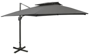 Boční zahradní slunečník s dvojitou stříškou 300x300cm antracit 312372