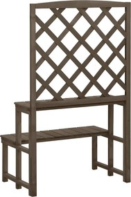 Stojan na květiny s treláží šedý 70 x 42 x 115 cm masivní jedle 316414