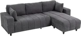 HOMCOM modulární rohová pohovka 242 cm, 3-místná ve tvaru L s ottomanem na pravé/levé straně, 2 polštáře, látka vzhledu lnu, šedá