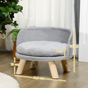 PawHut pelíšek pro psy pelíšek pro kočky pohovka pro psy s protiskluzovými dřevěnými nožkami a polštářem, šedá 40,5x40,5x33cm pro interiér | Aosom.de
