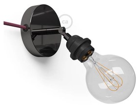creative cables Spostaluce metallo 90°, černý perleťový nastavitelný zdroj světla s E27 objímkou se závitem, textilním kabelem a bočními otvory Barva kabelu: Bordo - RC32