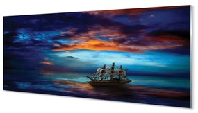 akrylový obraz Zataženo mořská loď večer 120x60 cm